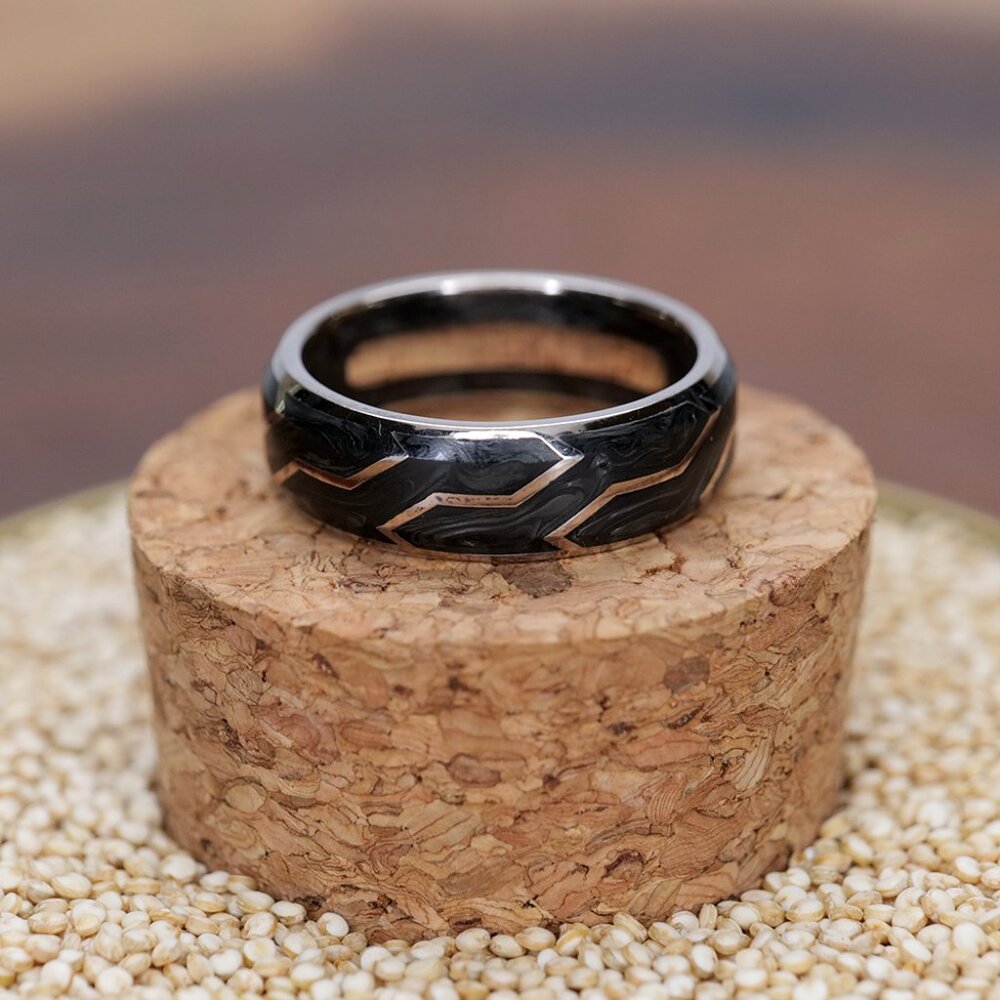 Authentic David Yurman Forged Carbon Band Ring 18k Wh… - Gem